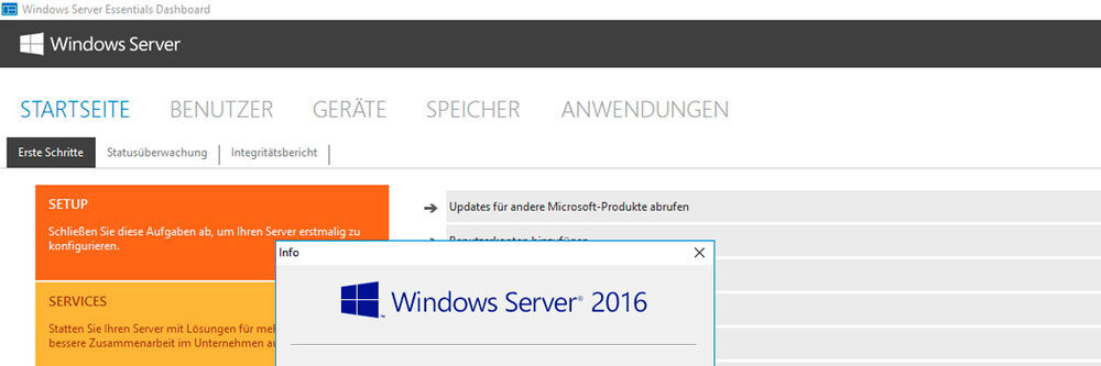 Windows Server 2016 Essentials für kleine Unternehmen