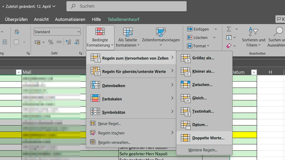 Duplikate in Excel aufspüren und bereinigen