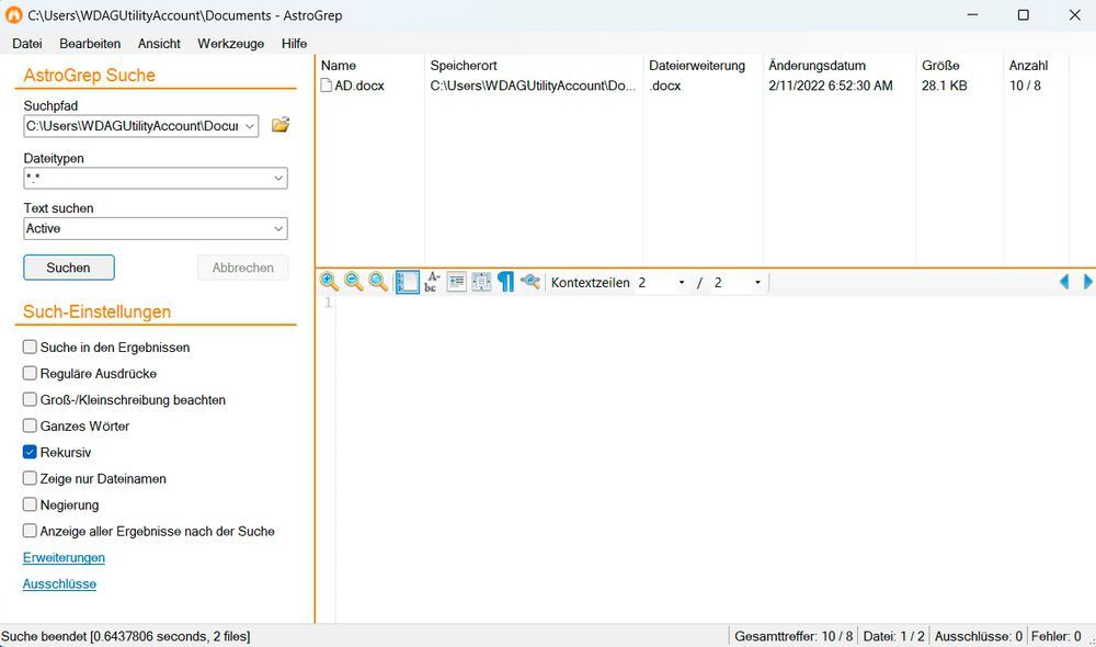 AstroGrep: Nach Dateien und Inhalten von Dateien mit einem Index suchen ...