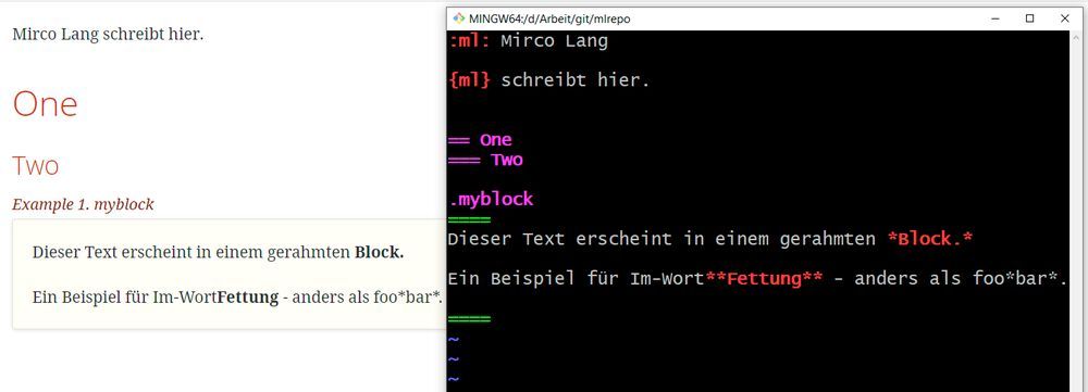 Arbeiten mit AsciiDoc-Markups