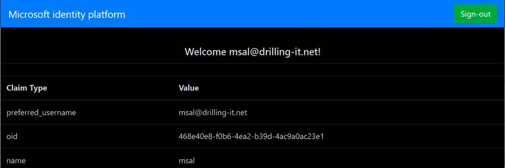 Single Page App mit MSAL.js-Authentifizierung