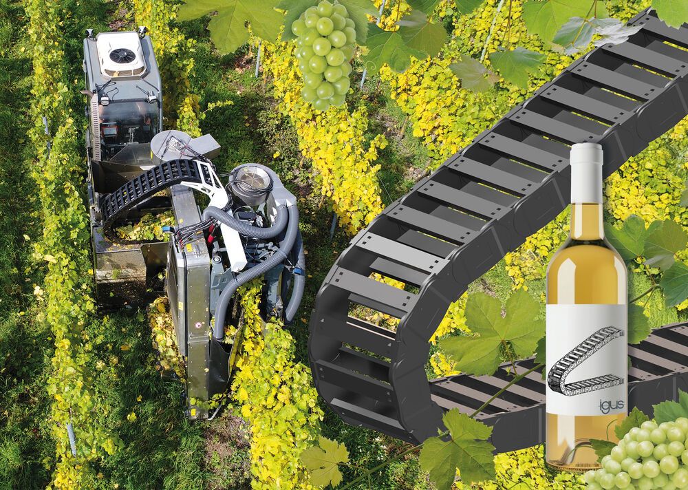 Igus energy chains supply robots for grape harvesting