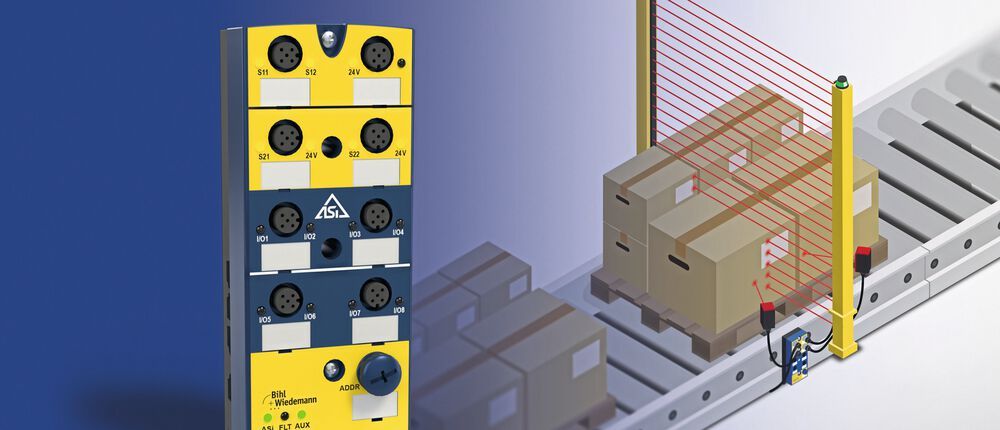 ASi-5 Safety Muting Modul von Bihl+Wiedemann für sichere Materialtransporte