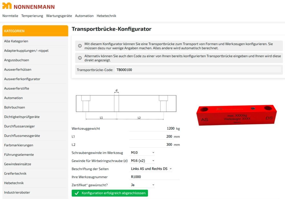 Nonnenmann's New Transport Beam Configurator: Streamlining Mould Making