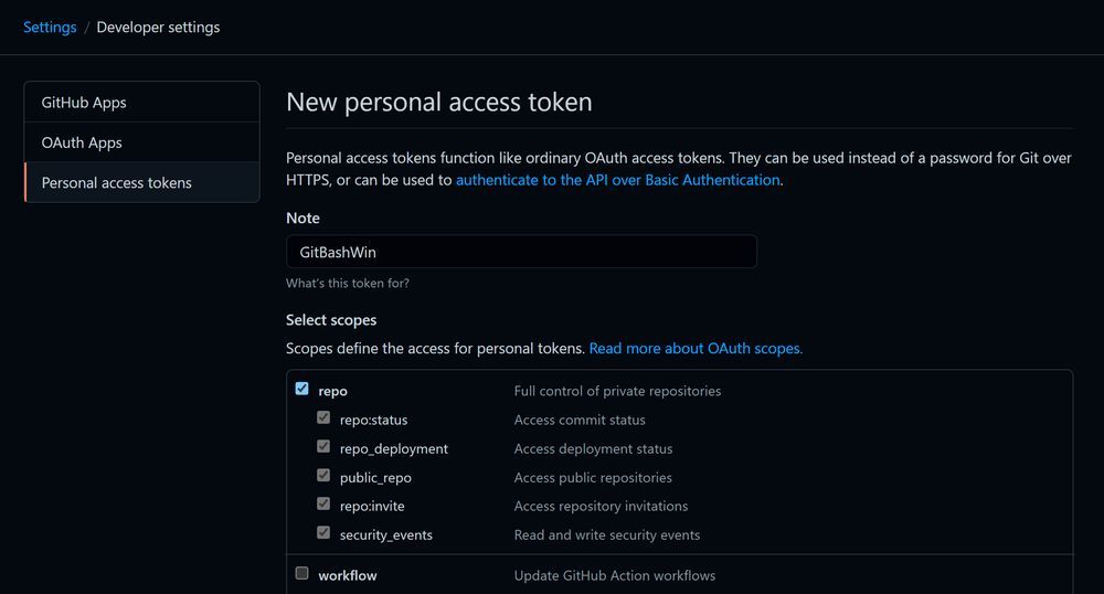 GitHub-Authentifizierung per Token