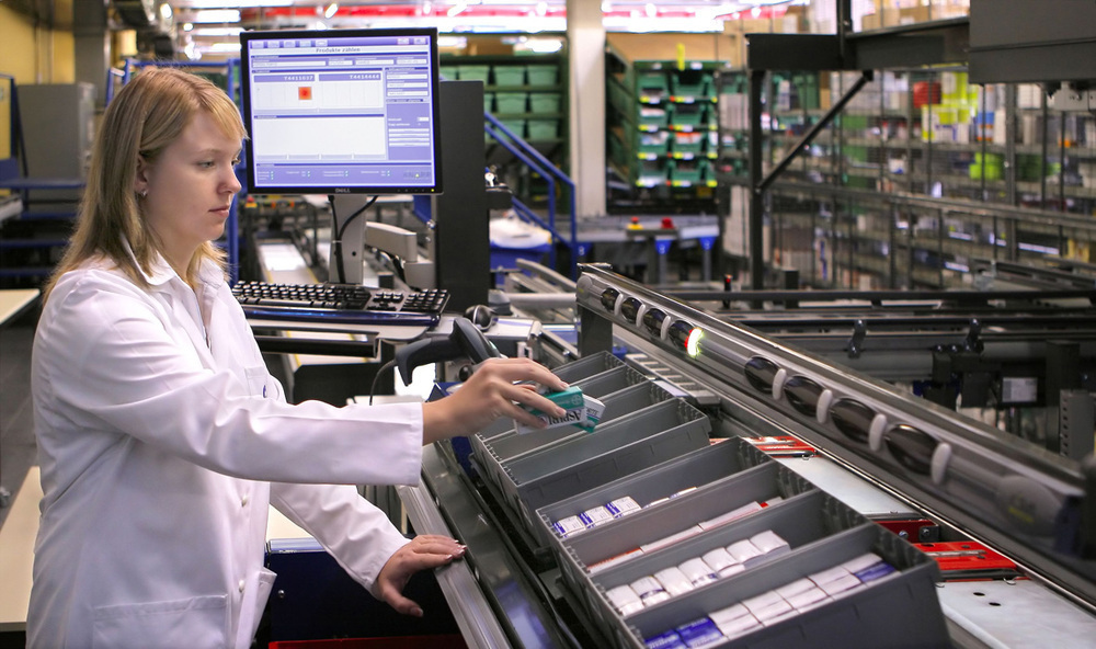 Ware-zum-Mann-System für hohe Produktdichte