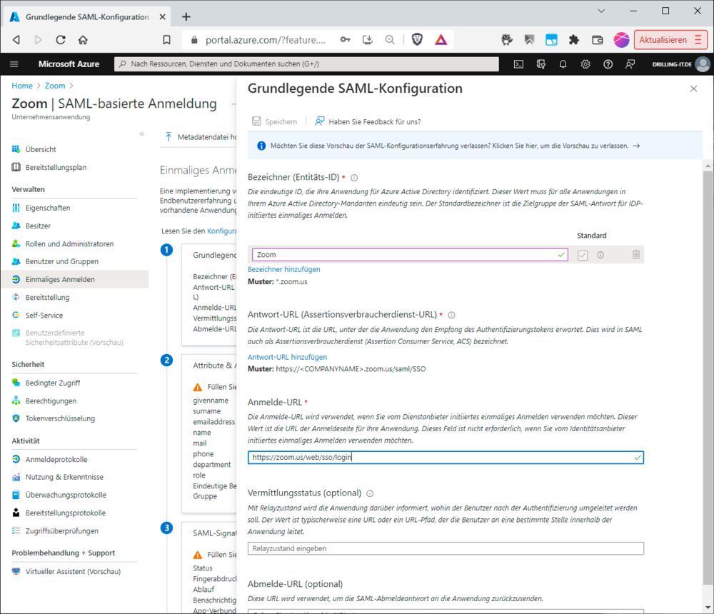 Single Sign-On, SAML und Azure