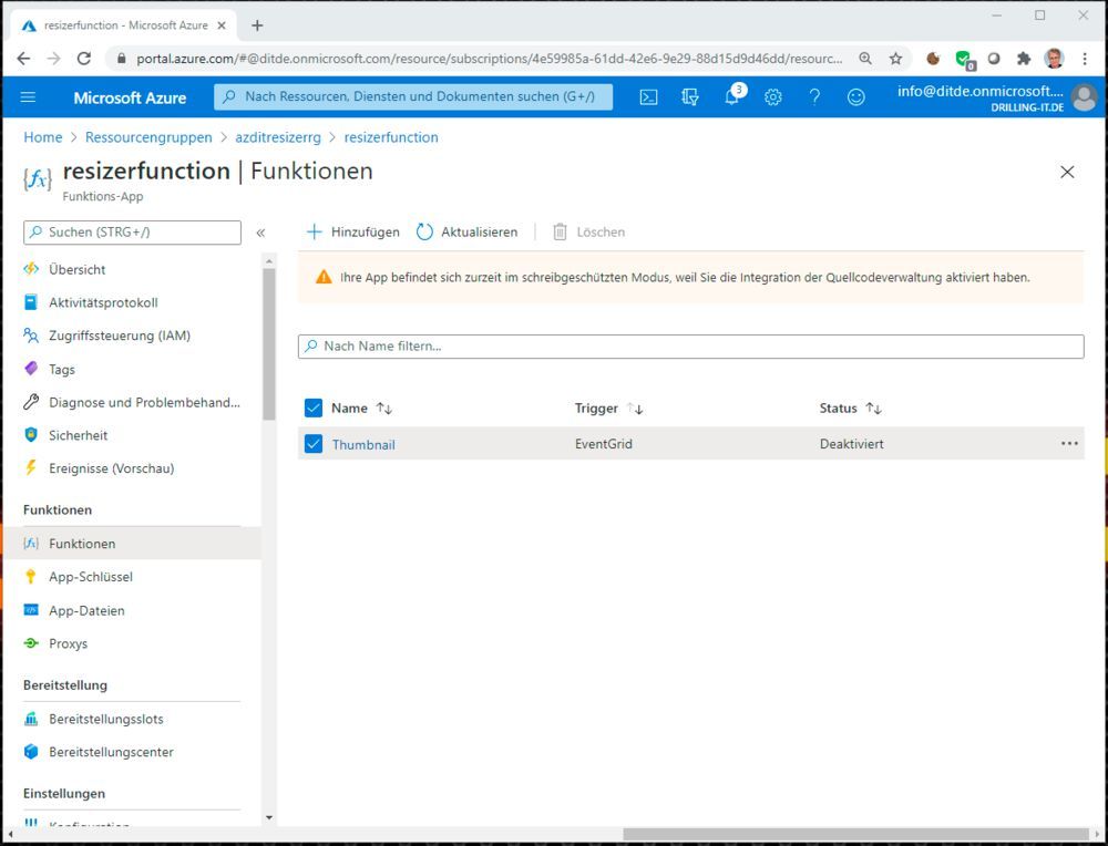 Reaktive Azure Functions App mit EventGrid