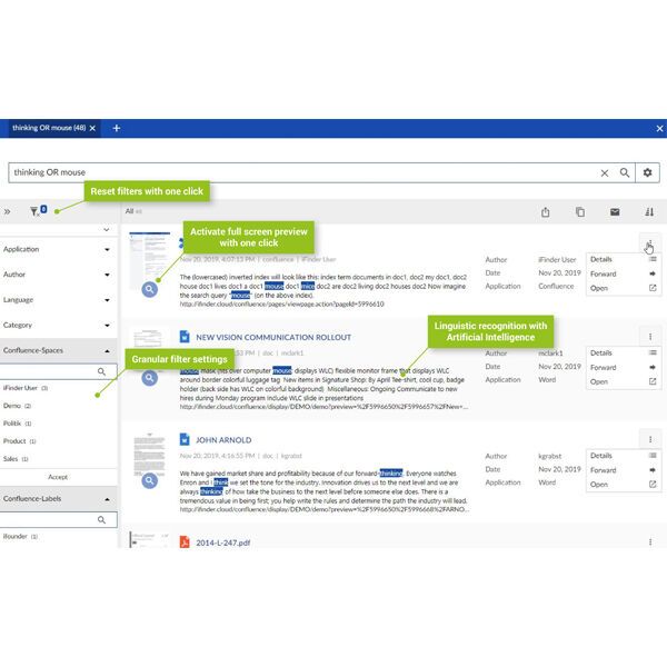 InfraFind iFinder Confluence ermöglicht intelligente Suche