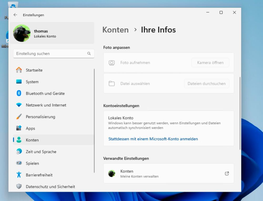 So wechseln Sie in Windows 11 auf ein lokales Konto || Bild 6 / 6