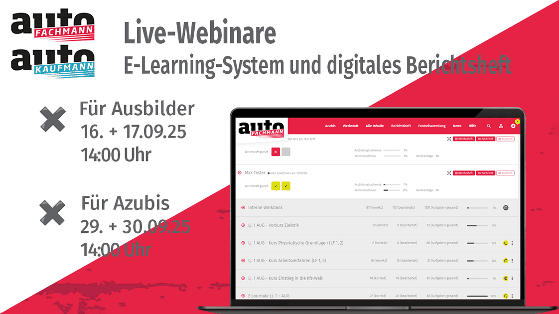 Ausbildung mit E-Learning und digitalem Berichtsheft