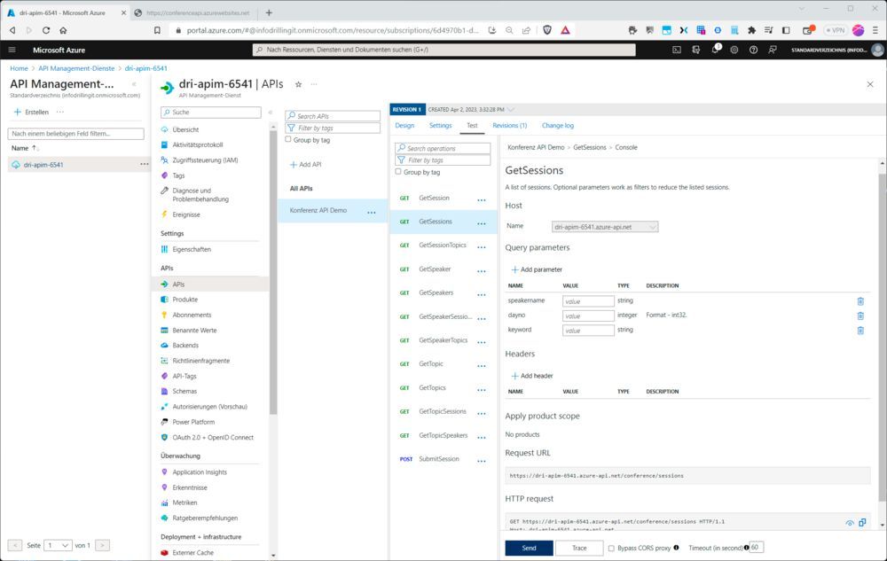 Backend-API mit Azure API Management