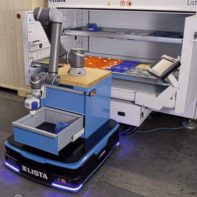 AGV mit Roboter kombiniert