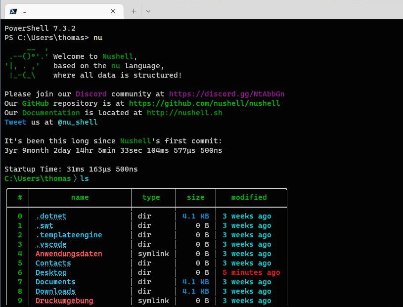 Nushell – Befehlszeile für Entwickler