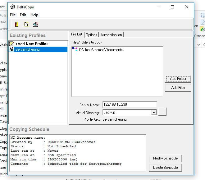 Mit DeltaCopy Daten per rSync sychronisieren || Bild 7 / 12