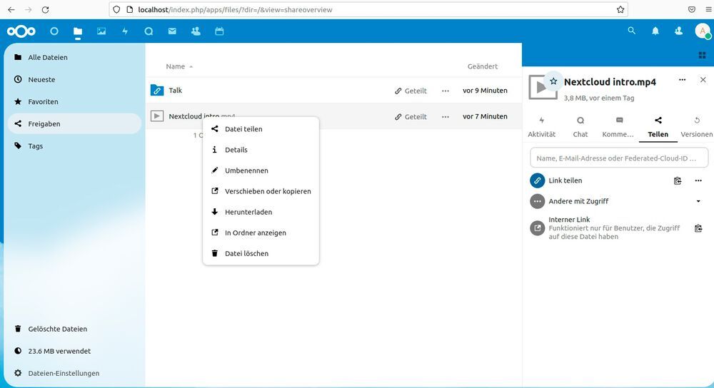 Dateien mit Nextcloud in der privaten Cloud teilen und im Browser nutzen || Bild 5 / 6
