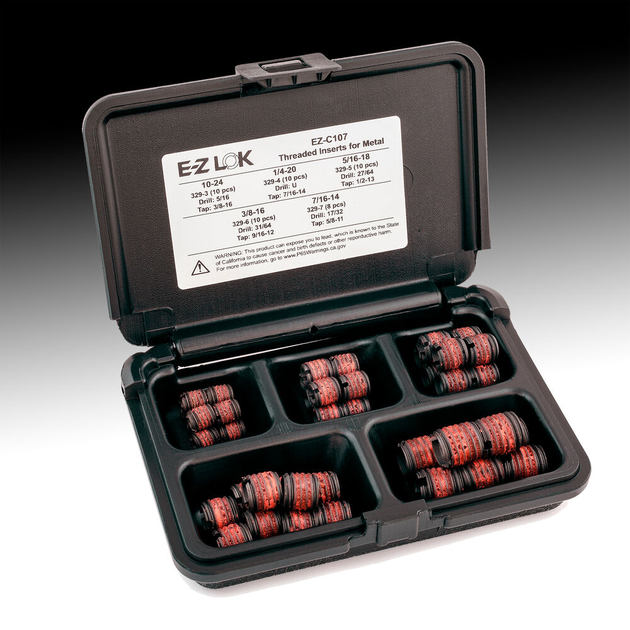 E-Z Lok Solid Wall Threaded Inserts for Metal - Installation Kits Available
