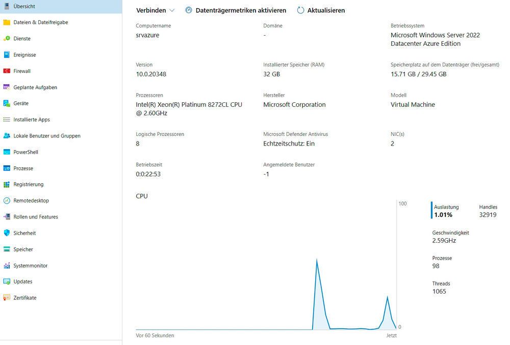 Cloud-Funktionen vor Ort mit Windows Server 2022 Datacenter Azure ...