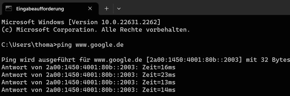 Ping.exe überprüft in Windows Netzwerkverbindungen