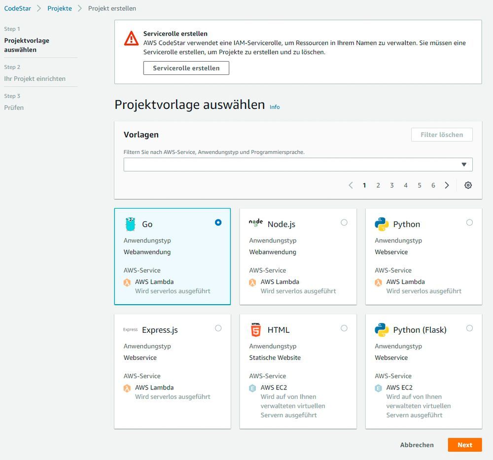Dev-Tools und -Ressourcen in AWS