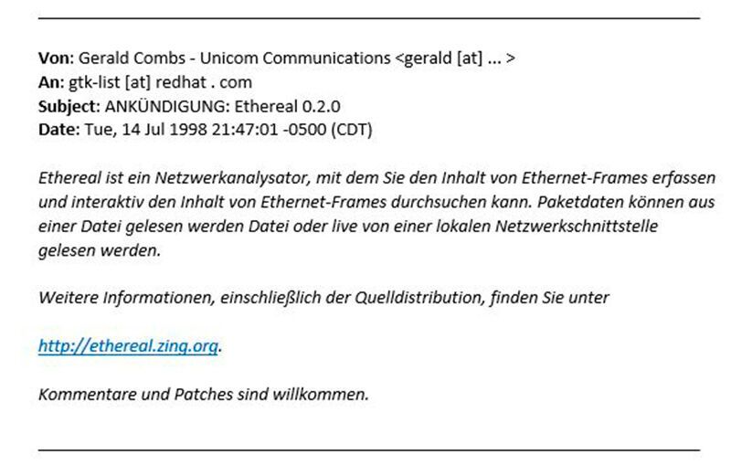 25-jähriges Jubiläum von Wireshark: Erinnerungen an die frühen Tage