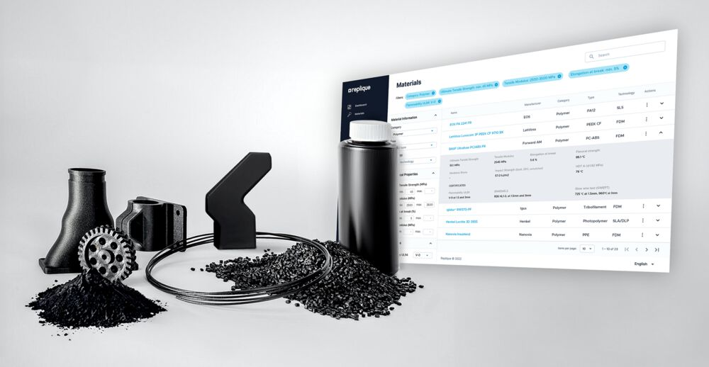 New material database simplifies selection in Additive Manufacturing