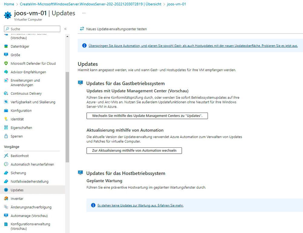 Patchmanagement für Linux und Windows als Azure-VM || Bild 3 / 8