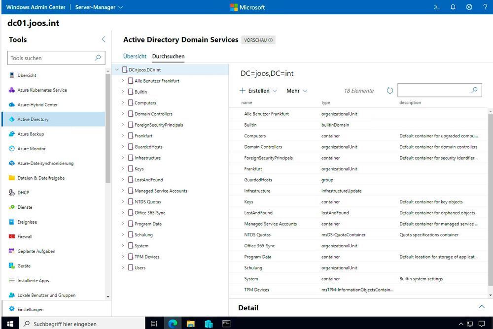 Active Directory mit dem Windows Admin Center verwalten || Bild 3 / 9