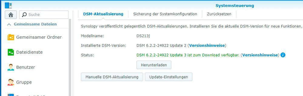 Neue DSM-Version herunterladen und installieren