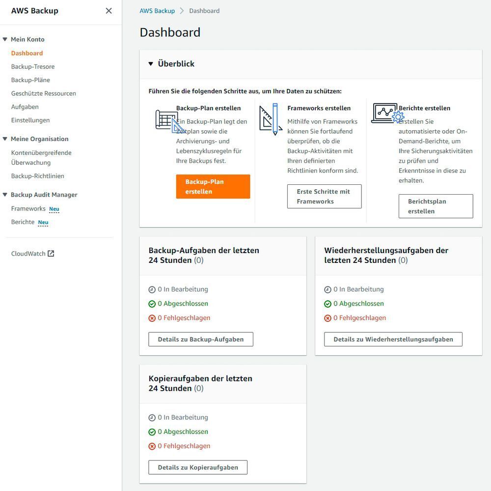 Daten in die AWS-Cloud mit AWS Backup sichern || Bild 1 / 4