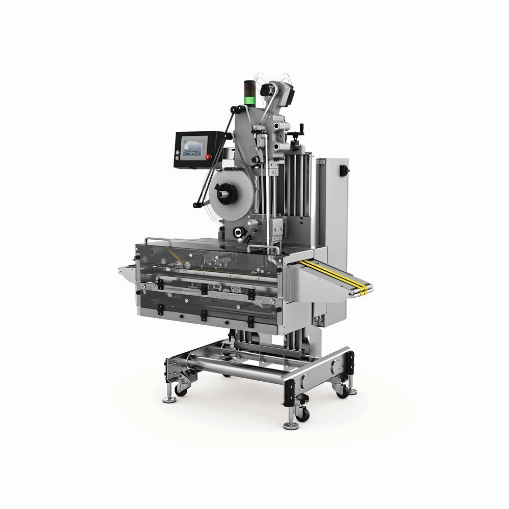 Etikettierer zum automatischen Verschließen von Falzprodukten