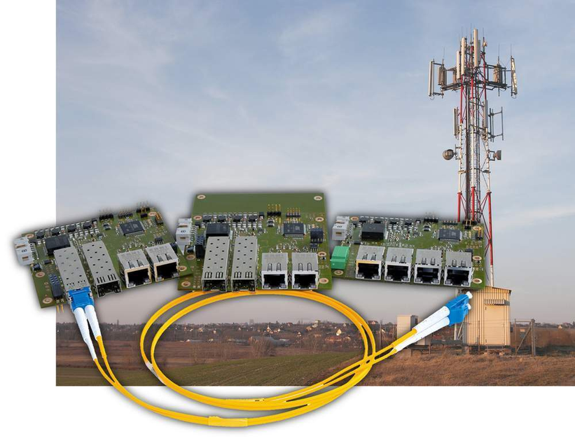 Switch mit Kupfer- und Glasfaser-Schnittstelle