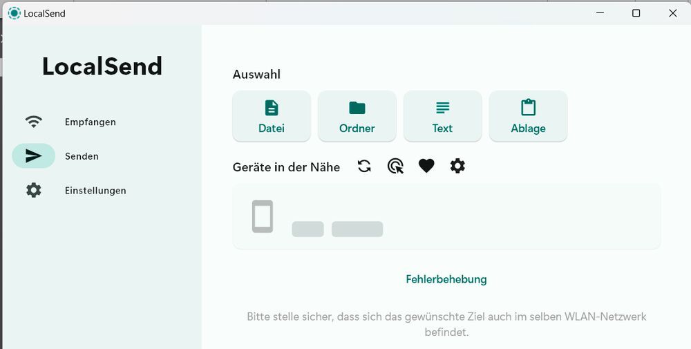 Mit Localsend lassen sich Dateien schnell im WLAN teilen
