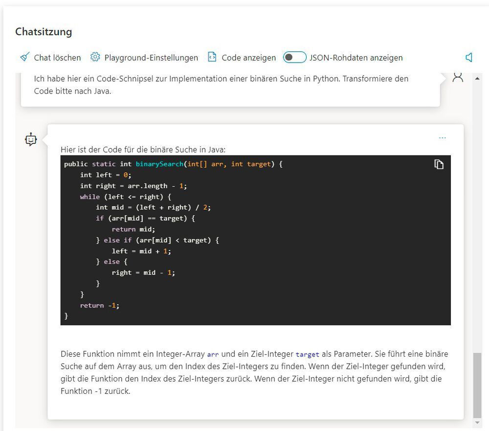 Azure OpenAI: Generieren und Transformieren von Code in natürlicher Sprache
