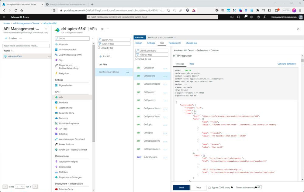 Backend-API mit Azure API Management