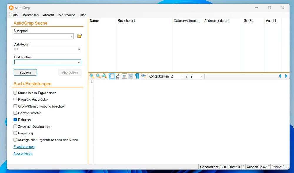 AstroGrep: Nach Dateien und Inhalten von Dateien mit einem Index suchen ...