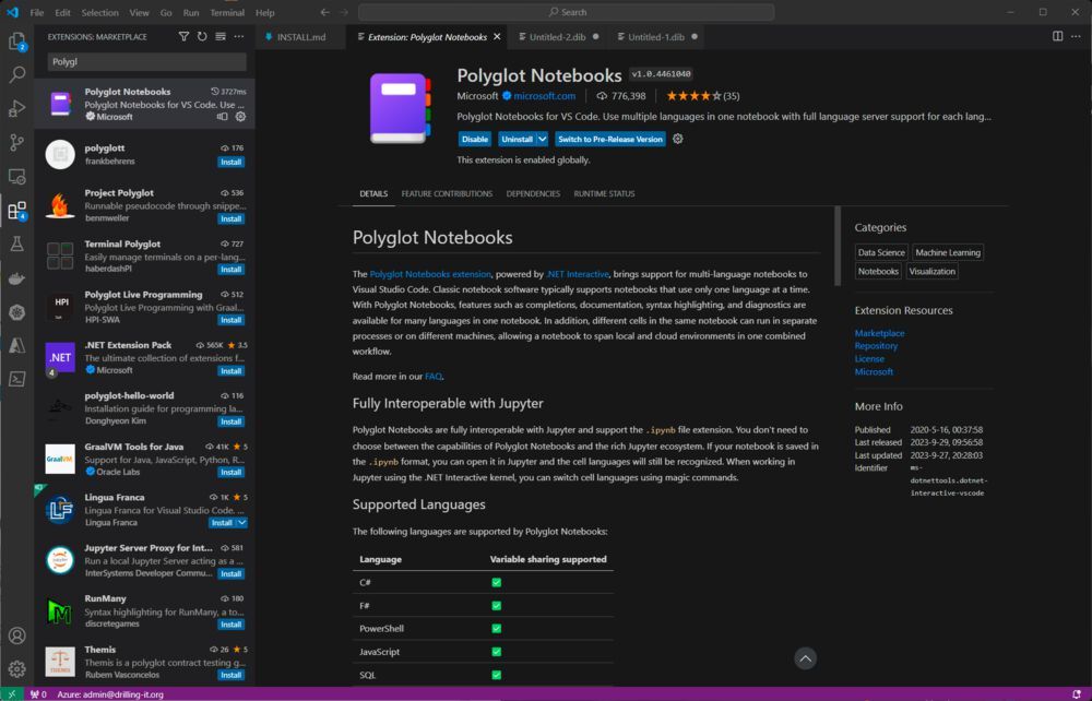 Microsofts Polyglot Notebooks: Erweiterung für .NET Interactive in VS Code