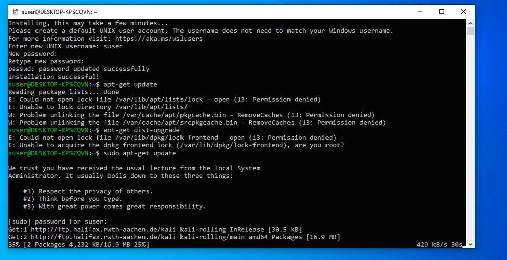 Kali Linux direkt in Windows 10 einbinden || Bild 4 / 11